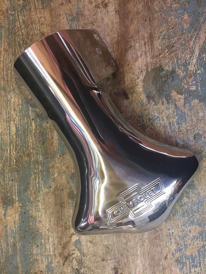 Chev Bow Tie Script Exhaust Deflector – Ajay's Ford V8 Parts & Memorabilia
